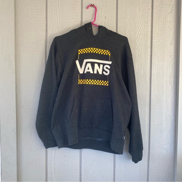 Vans | Shirts | Vans Grey Hoodie With Checkerboard Pattern And Yellow ...